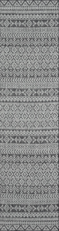 Verdi Pixel Charcoal Outdoor Runner - Rugs Express