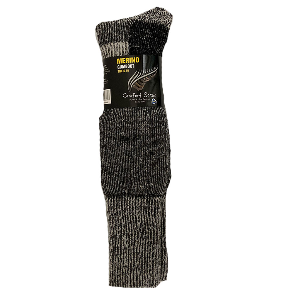 Charcoal Medium Merino Gumboot Socks by Comfort Socks - queenb