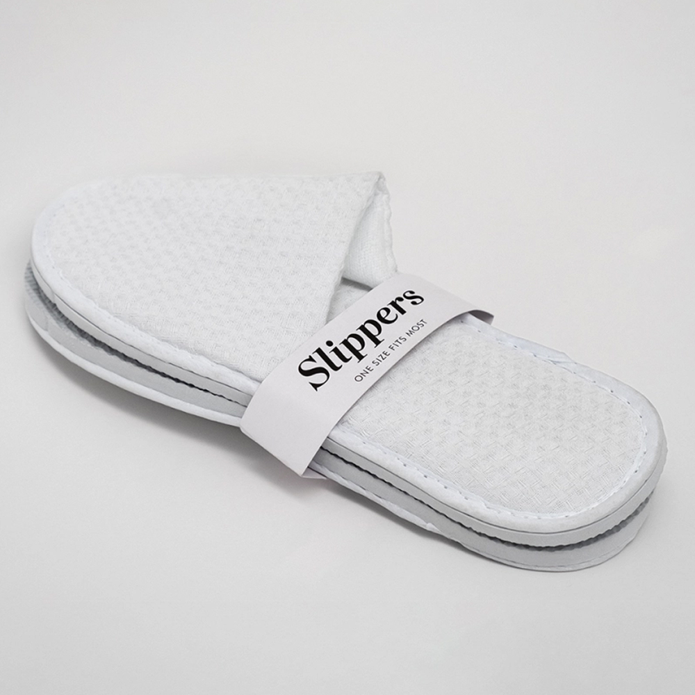 Commercial Closed Toe Cotton Waffle Slippers One Size - queenb
