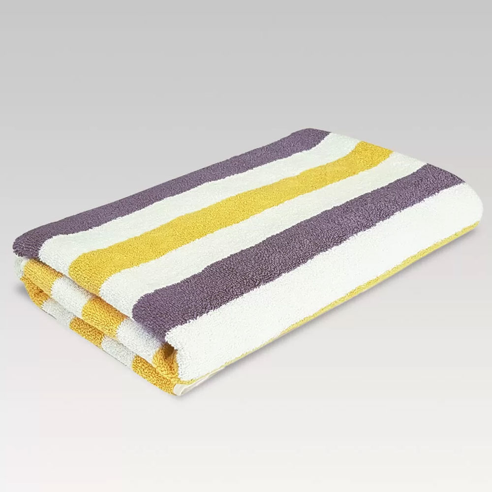 Commercial Yellow/Purple Striped Pool Towel - queenb