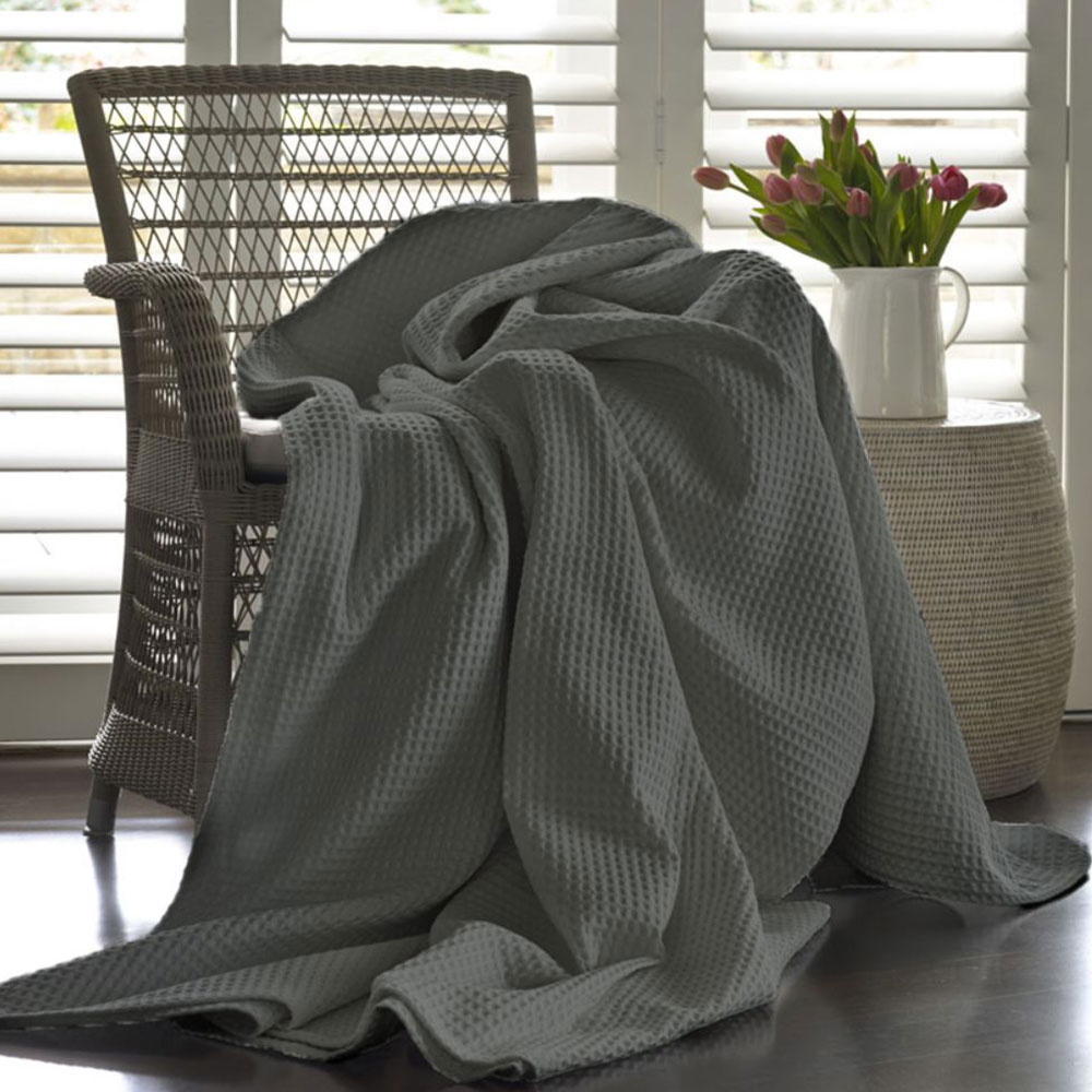 Artemis Charcoal Waffle Blanket by Baksana - queenb