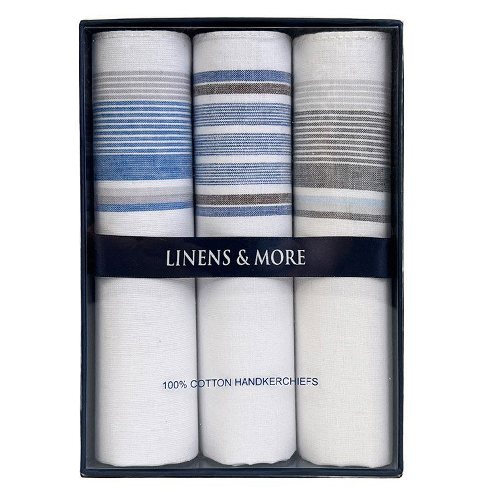 Purchase Multi Stripe Handkerchiefs (Pack of 3) by Linens and More ...