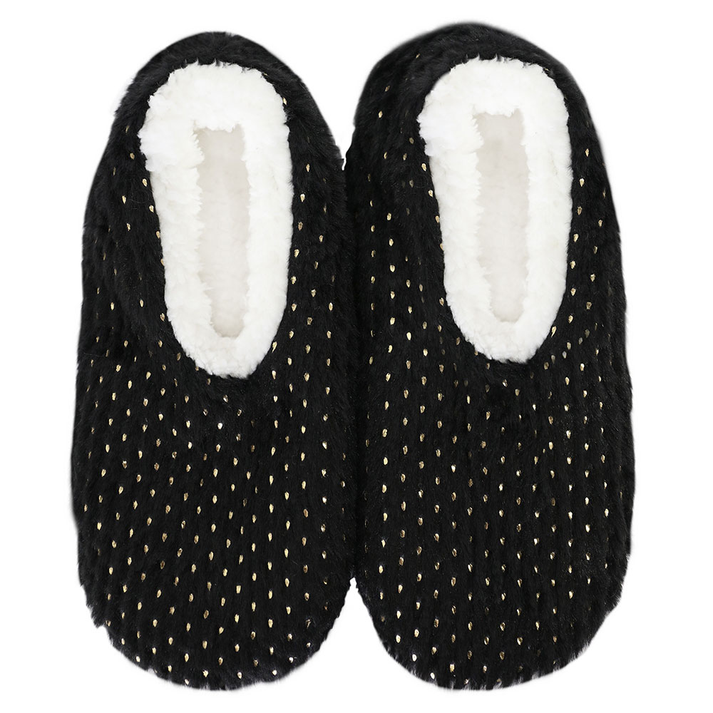 Shop Women's Metallic Black Slippers by SnuggUps | queenb
