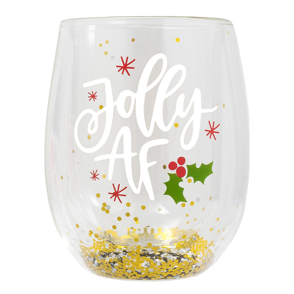 Buy Christmas Jolly AF Stemless Glass by Splosh | queenb.co.nz