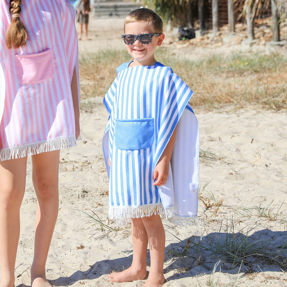Blue Hooded Kids Poncho by Splosh | queenb.co.nz | Shop Online