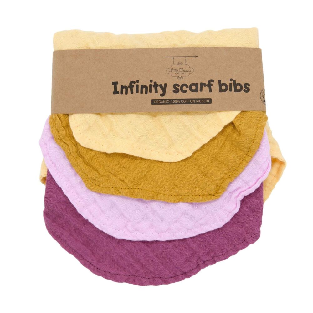 Shop Bright Coloured Muslin Bibs - 4 Pack by Little Dreams | queenb.co.nz