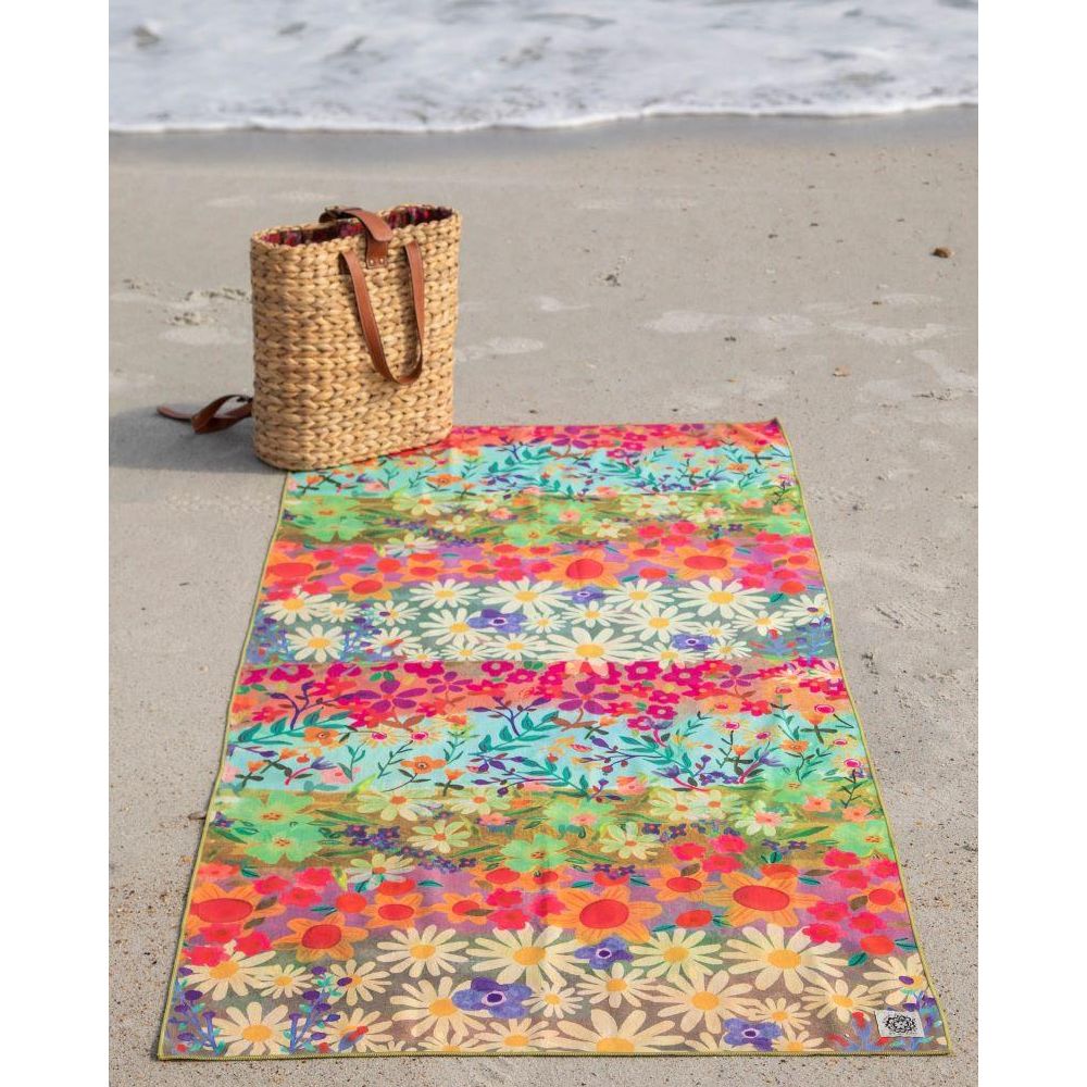Wildflower Border Microfibre Yoga/Beach Towel by Natural Life | queenb