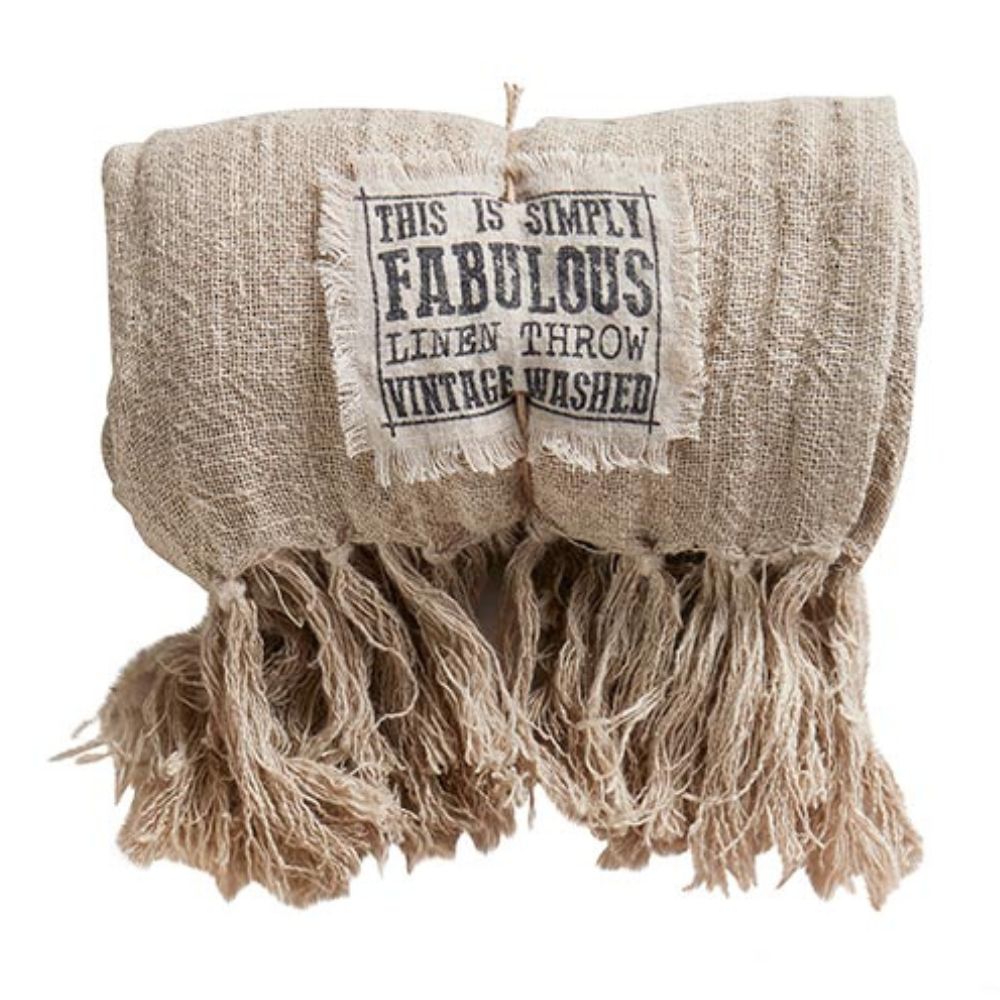 Natural Linen Throw by Santa Barbara Design Studio | Quality Home Décor
