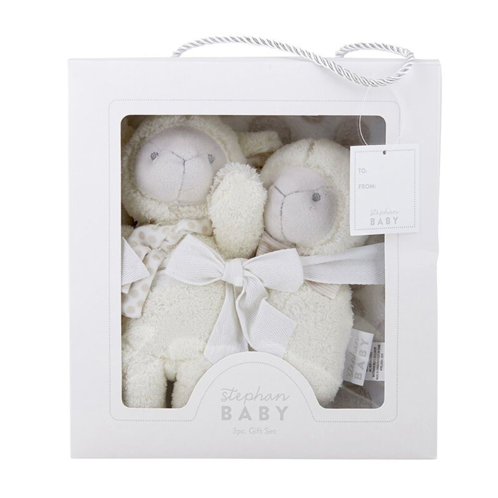 White Lamb Blanket Toy Set by Stephan Baby | queenb