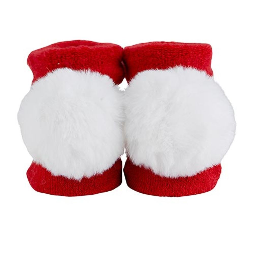 Purchase Red and White Fur Pompom Socks by Stephan Baby | Support Small ...
