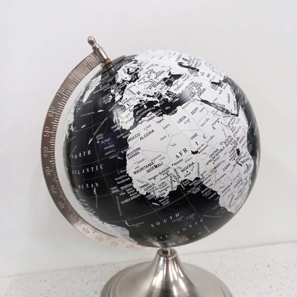 Large Globe - Black & White Map by Backyard| queenb.co.nz | Shop Online