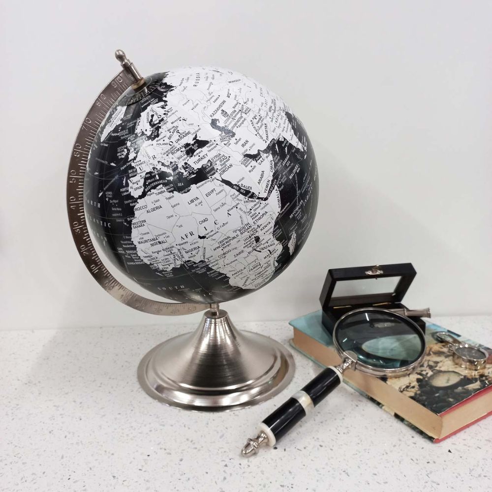 Large Globe - Black & White Map by Backyard| queenb.co.nz | Shop Online