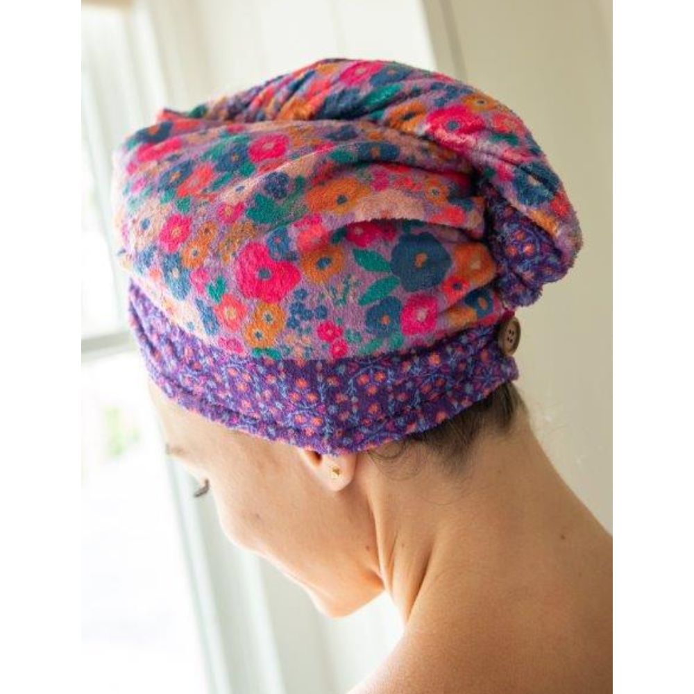 Yellow Floral Hair Towel Wrap by Natural Life | queenb