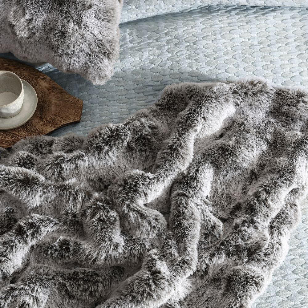 Buy Rabbit Fur Grey Throw by Platinum Collection | Quality Home Décor