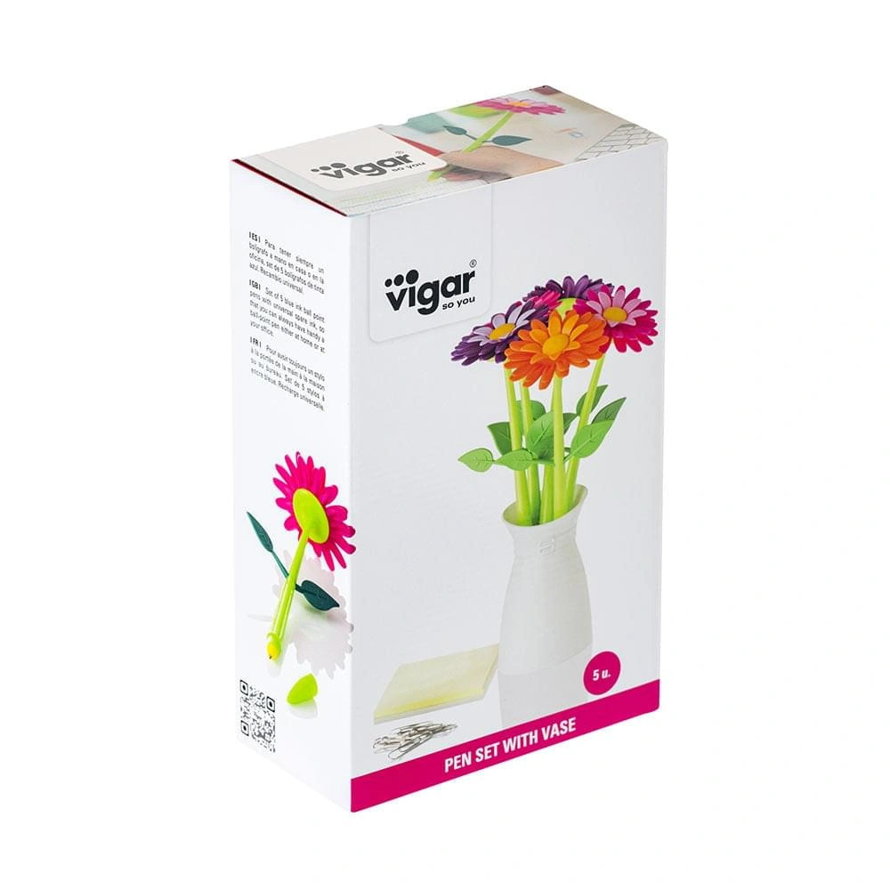 Purchase Flower Shop 5pc Pen Set With Vase by Vigar | queenb.co.nz