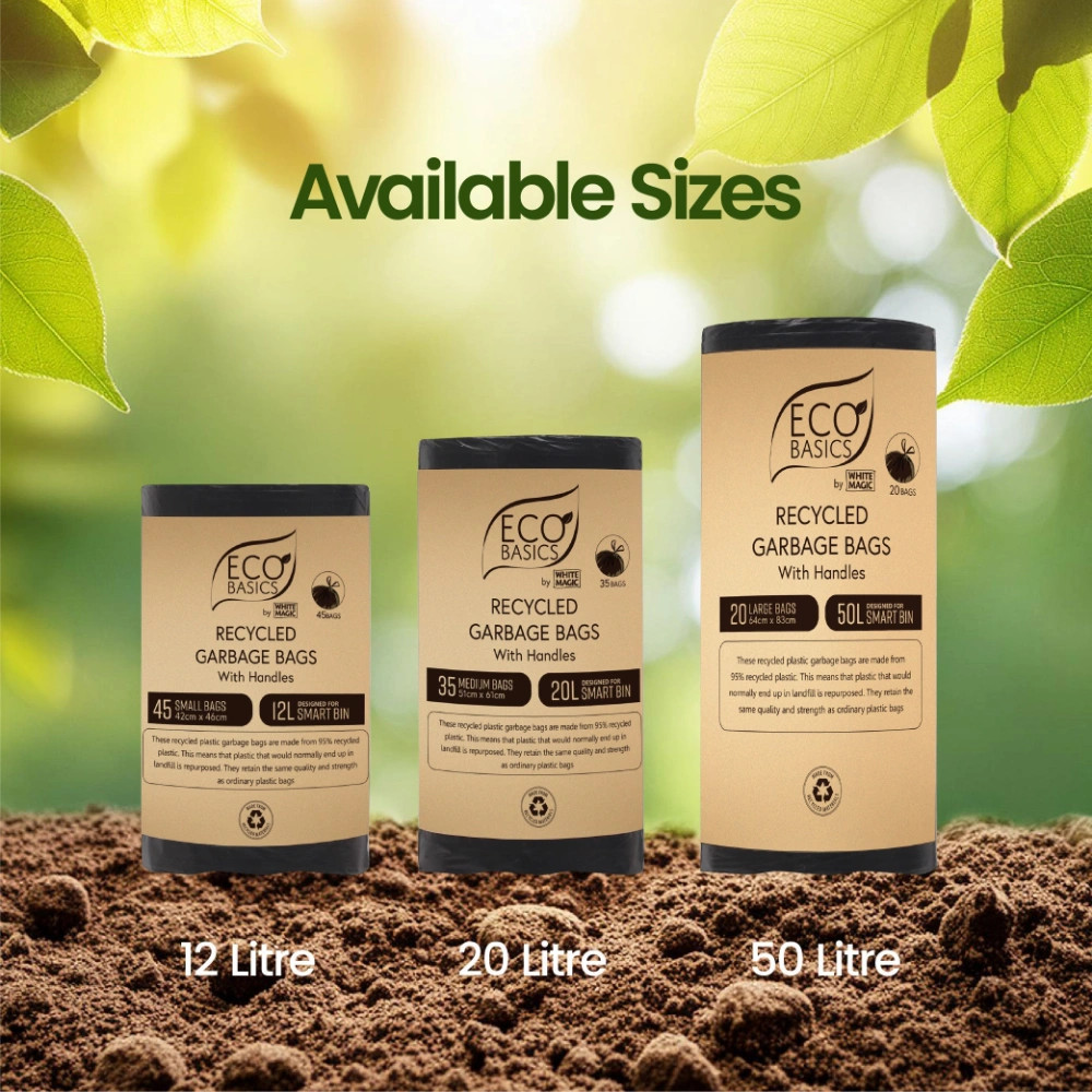 Purchase Eco Basics Recycled Garbage Bin Bags, Medium, 20L - 35 Bags by ...