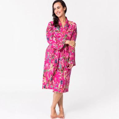 Purchase Paradise Hot Pink Kimono Robe by Floressents | queenb.co.nz