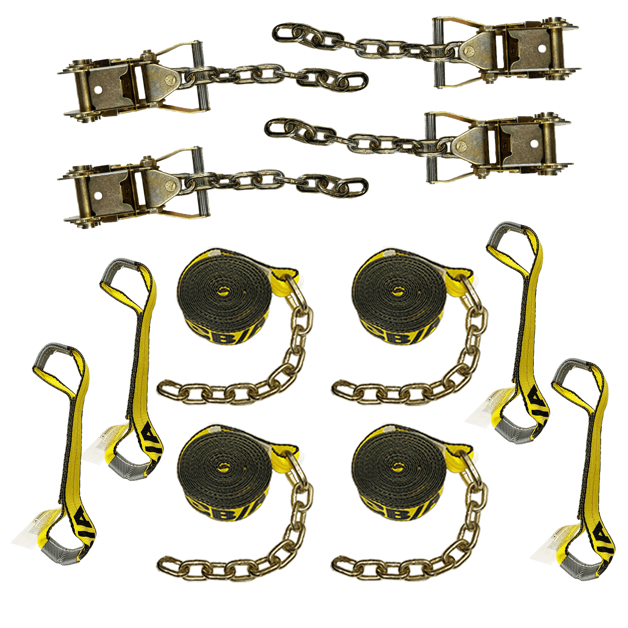 Roll Back Tie-Down System with Chain Ends, 18 Ft Straps