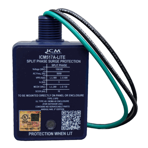 ICM Single Phase Surge Protection Device - 120/240Vac, Type 2 Outdoor ...