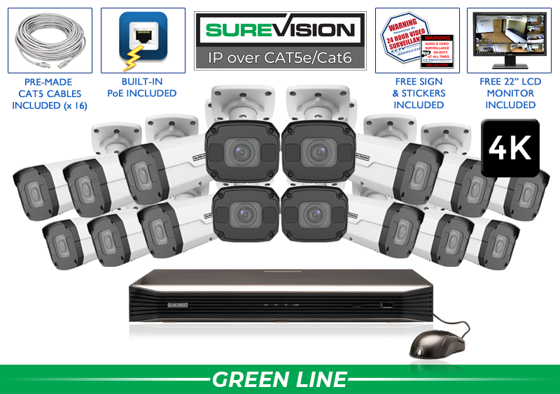 Complete Motorized 16 Channel Security Camera System