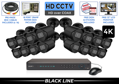 16 Camera Pro Series Security System Black | Security pros