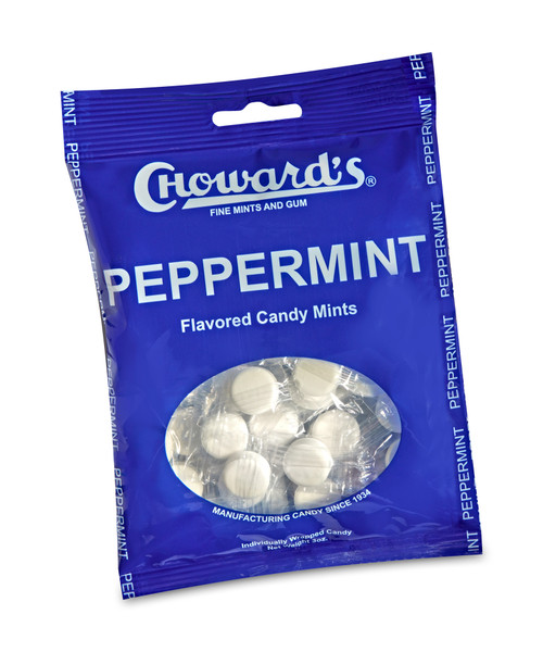 Choward's Violet Mints individually wrapped 3oz. peg bag