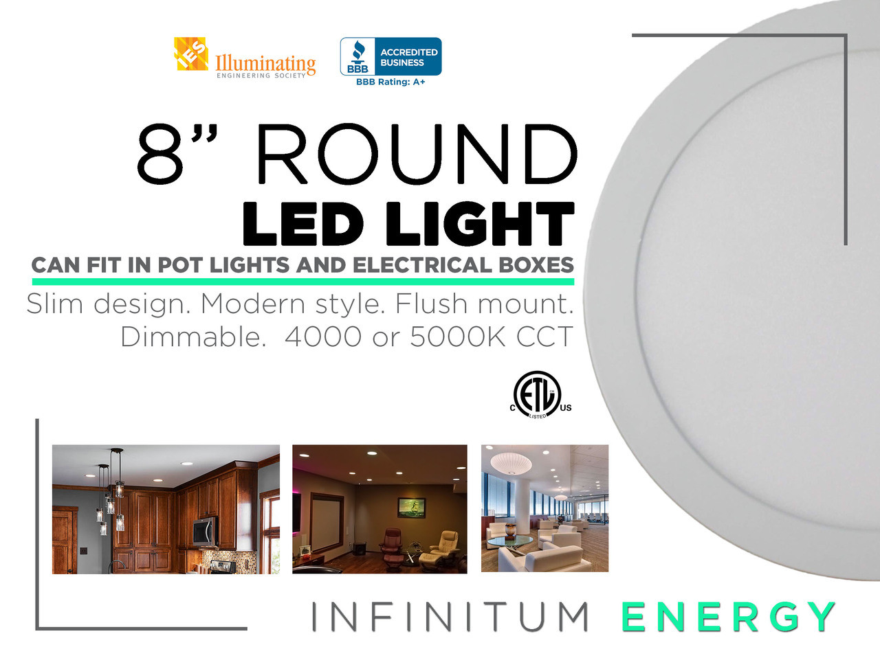 8" Round LED Panel Light - Infinitum Energy
