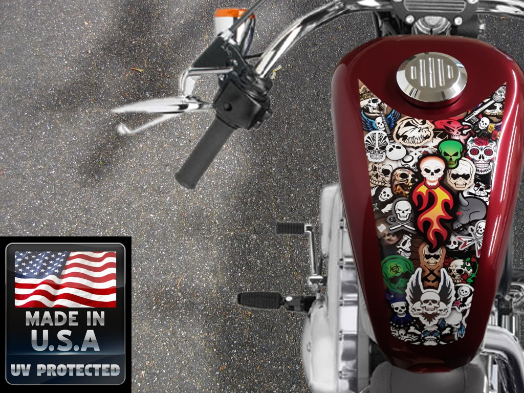 Rat Bike Skulls |3pc Tank decal set