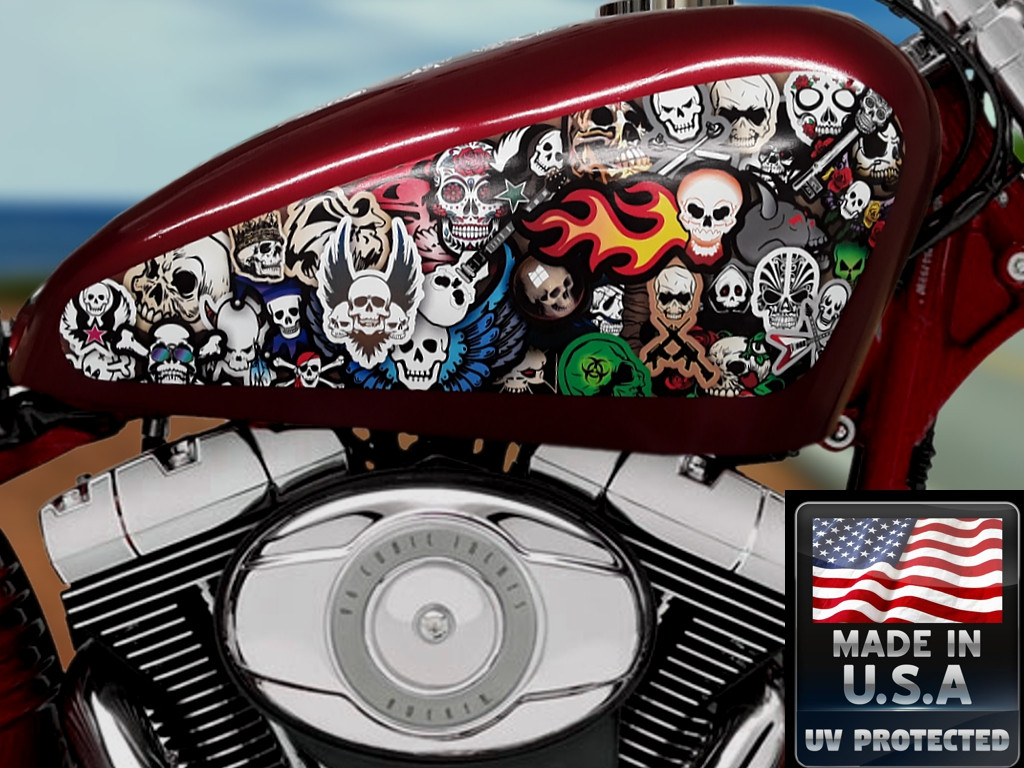 Rat Bike Skulls |3pc Tank decal set