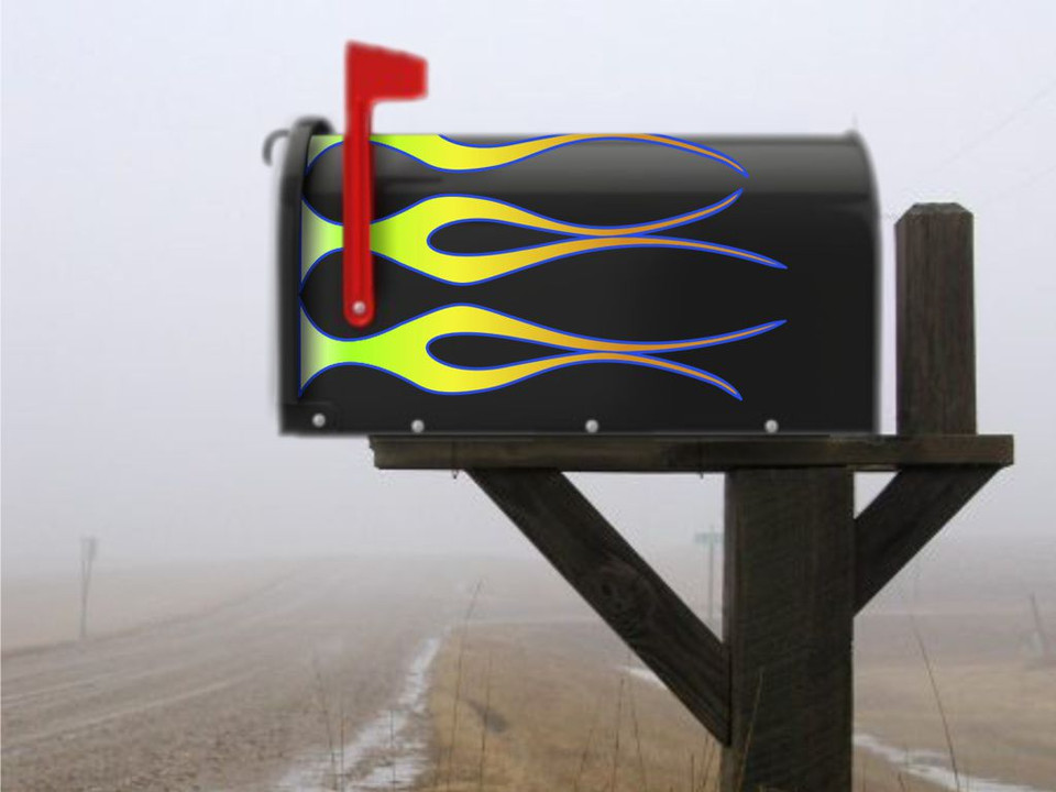 5 Piece Set of "Old School" Mailbox hotrod flames (Lemon Lime/Orchid ...