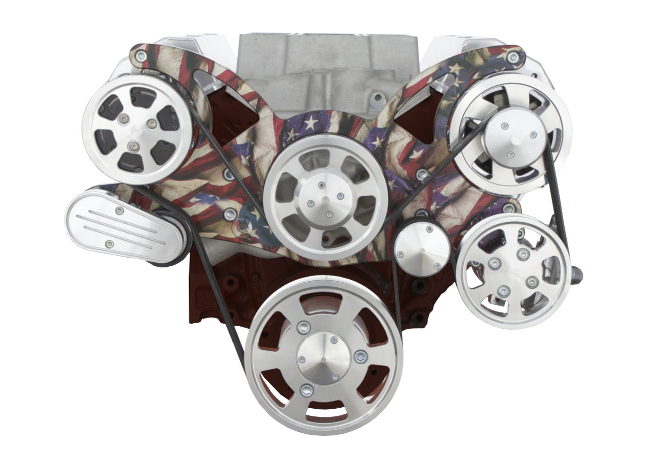 Small Block Chevy All Inclusive Wraptor Serpentine System - Patriotic ...