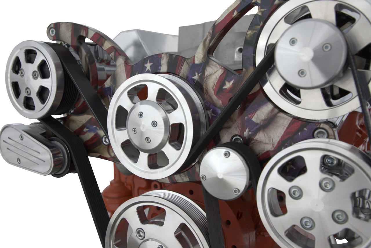 Small Block Chevy All Inclusive Wraptor Serpentine System - Patriotic ...