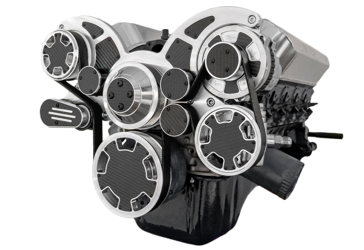 Small Block Ford All Inclusive Serpentine System with Carbon Fiber Accents