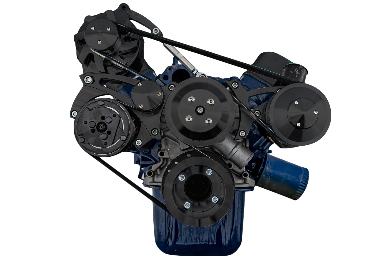 Stealth Black Small Block Ford 5.8L Serpentine Conversion Kit; Mid ...