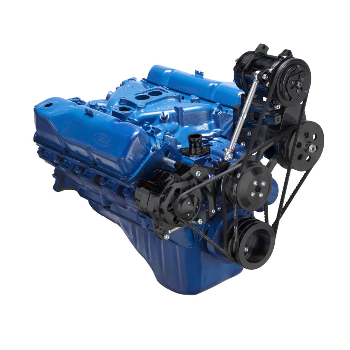 Stealth Black Ford 351C, 351M & 400 V-Belt System - AC, Alternator ...