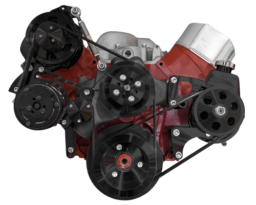 Stealth Black Chevy Big Block Serpentine Conversion - Mid-Mount AC ...
