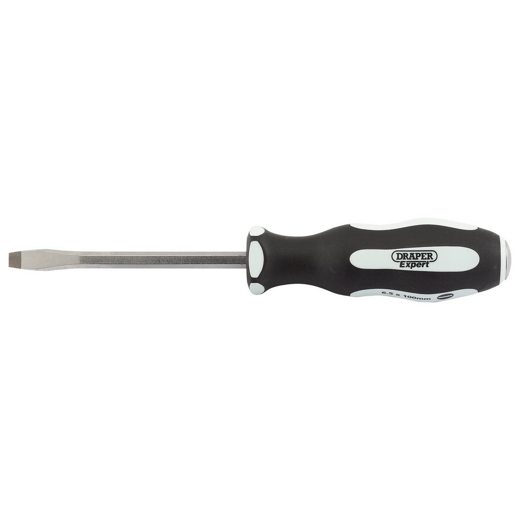 Draper Expert 'Pound Thru' Plain Slot Soft Grip Screwdriver, 6.5 x ...