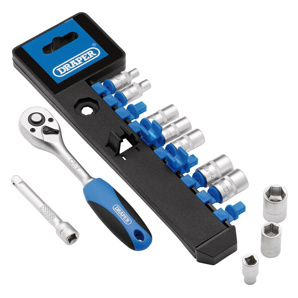Metric Socket and Ratchet Set, 1/4" Sq. Dr. (12 Piece) (16369) | Draper ...