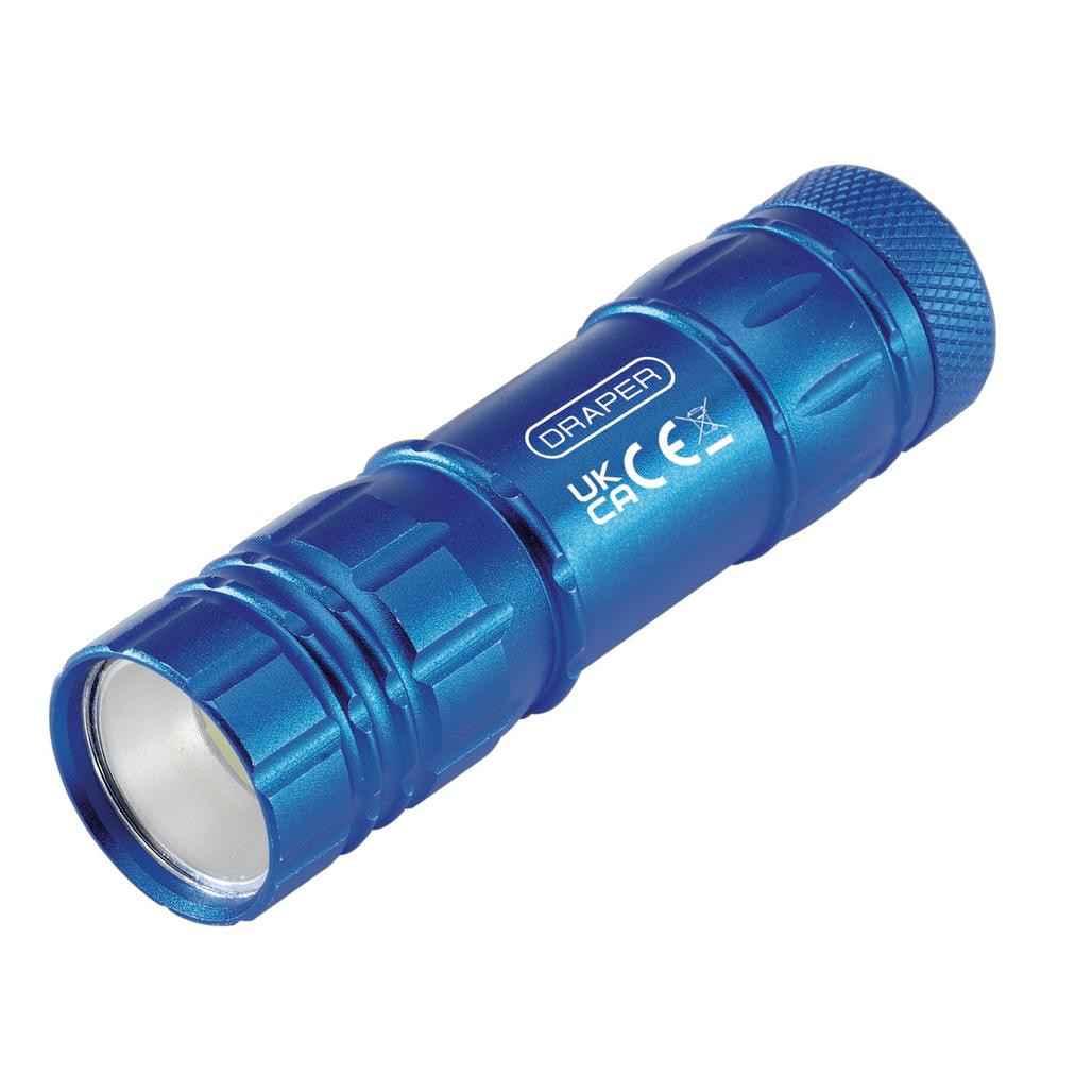 COB LED Aluminium Hand Torch, 3W, 85 Lumens, 3 x AAA Batteries Supplied ...