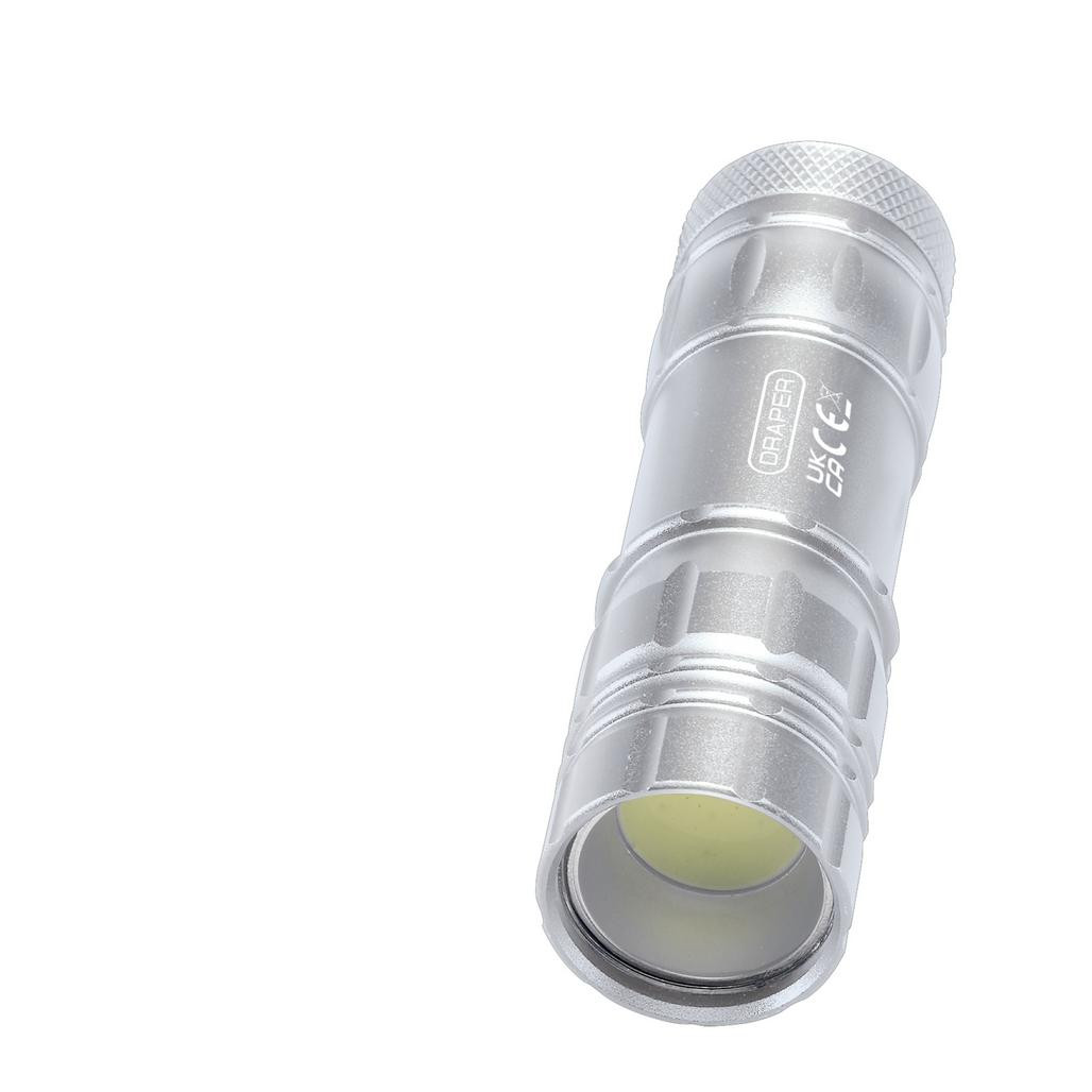 COB LED Aluminium Hand Torch, 3W, 85 Lumens, 3 x AAA Batteries Supplied ...