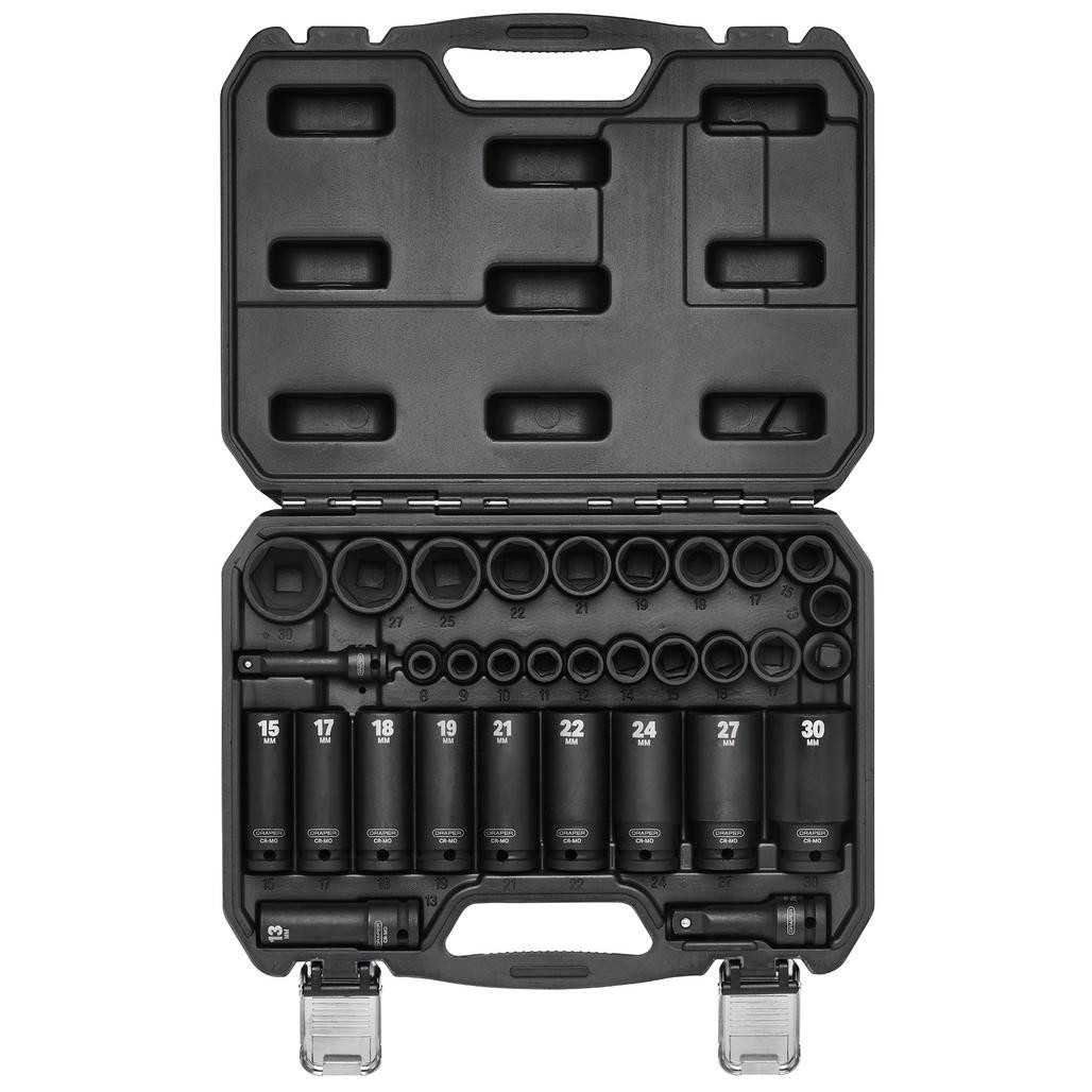 Draper Impact Socket Set, 3/8" & 1/2" Sq. Dr. (32 Piece) (83098 ...