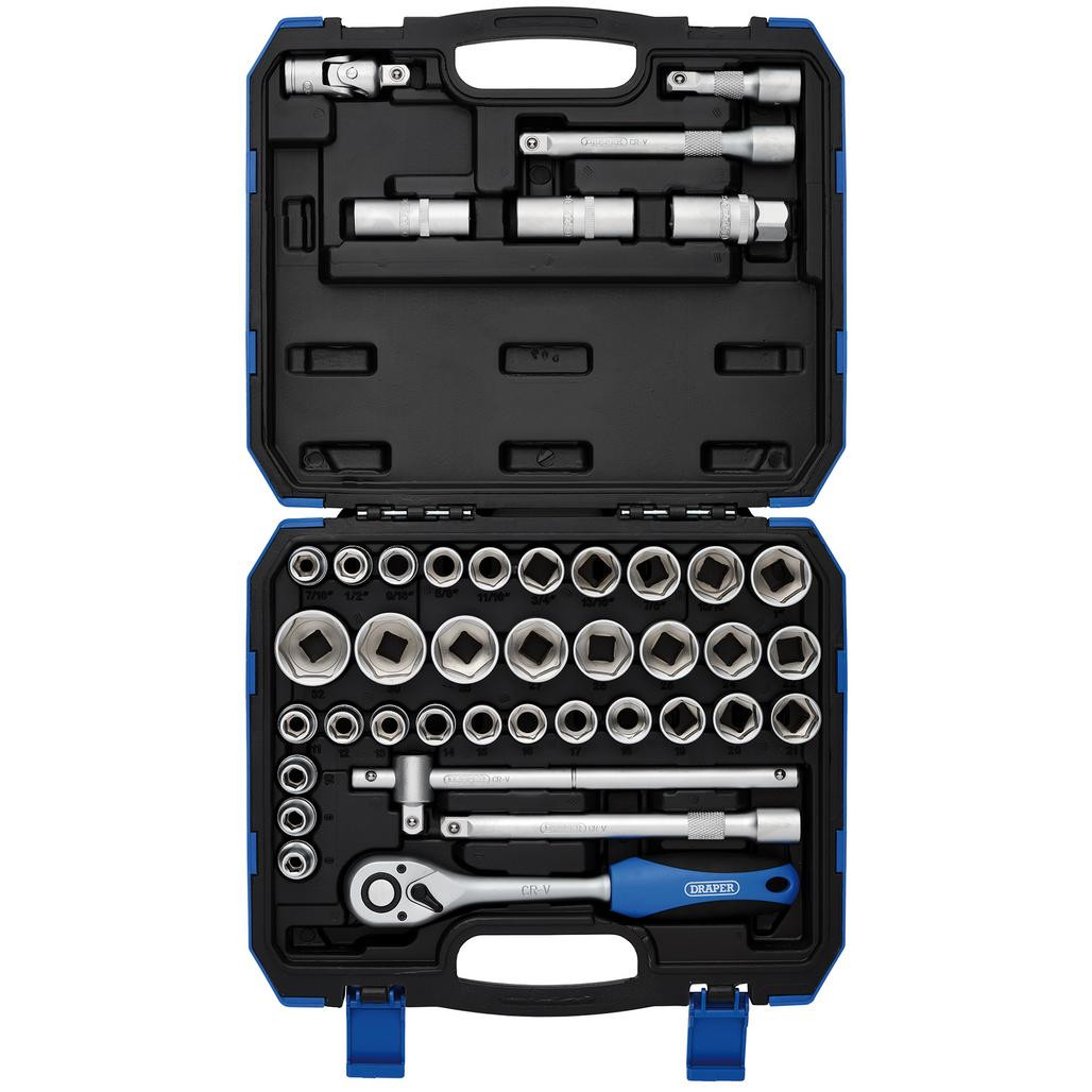 Combined MM/AF Socket Set, 1/2" Sq. Dr. (41 Piece) (82136) | Draper Tools