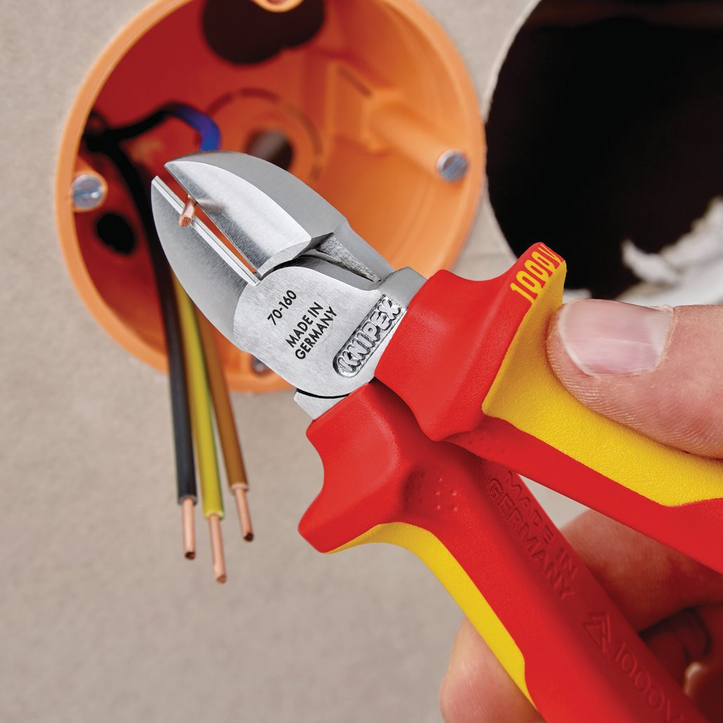 KNIPEX 70 06 160 VDE Diagonal Cutter,160mm (81262) | Draper Tools