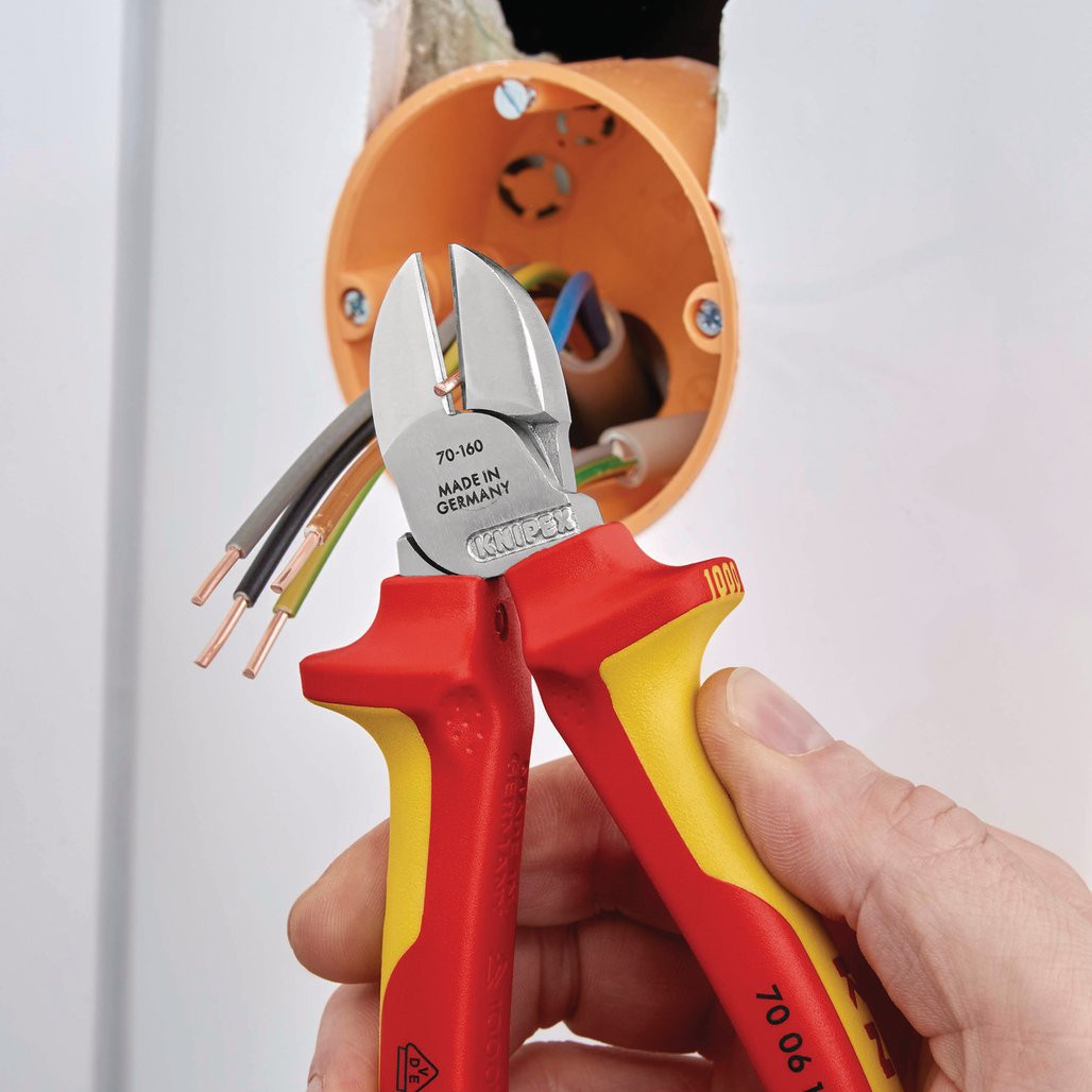 KNIPEX 70 06 160 VDE Diagonal Cutter,160mm (81262) | Draper Tools