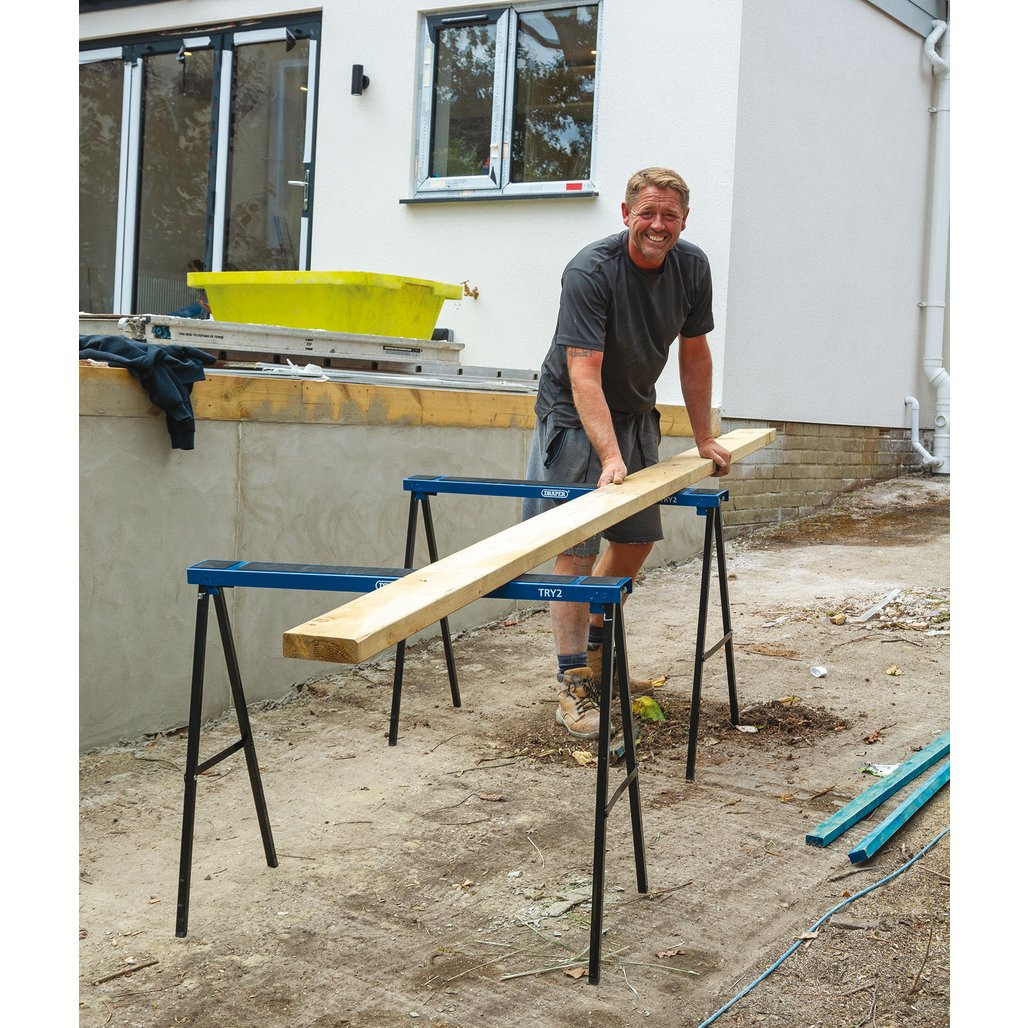 Pair of Fold Down Trestles, 1000 x 780mm (52072) | Draper Tools