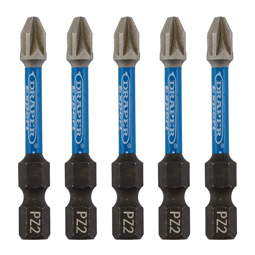 Draper Expert PZ-Type Impact Screwdriver Bits, No.2 x 50mm, 1/4" Hex ...