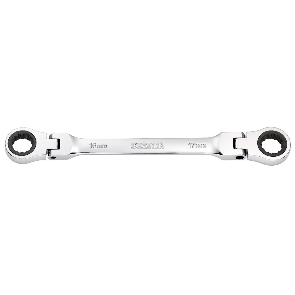 Draper HI-TORQ® Metric Flexible Head Double Ring Ratchet Spanner, 16 x ...
