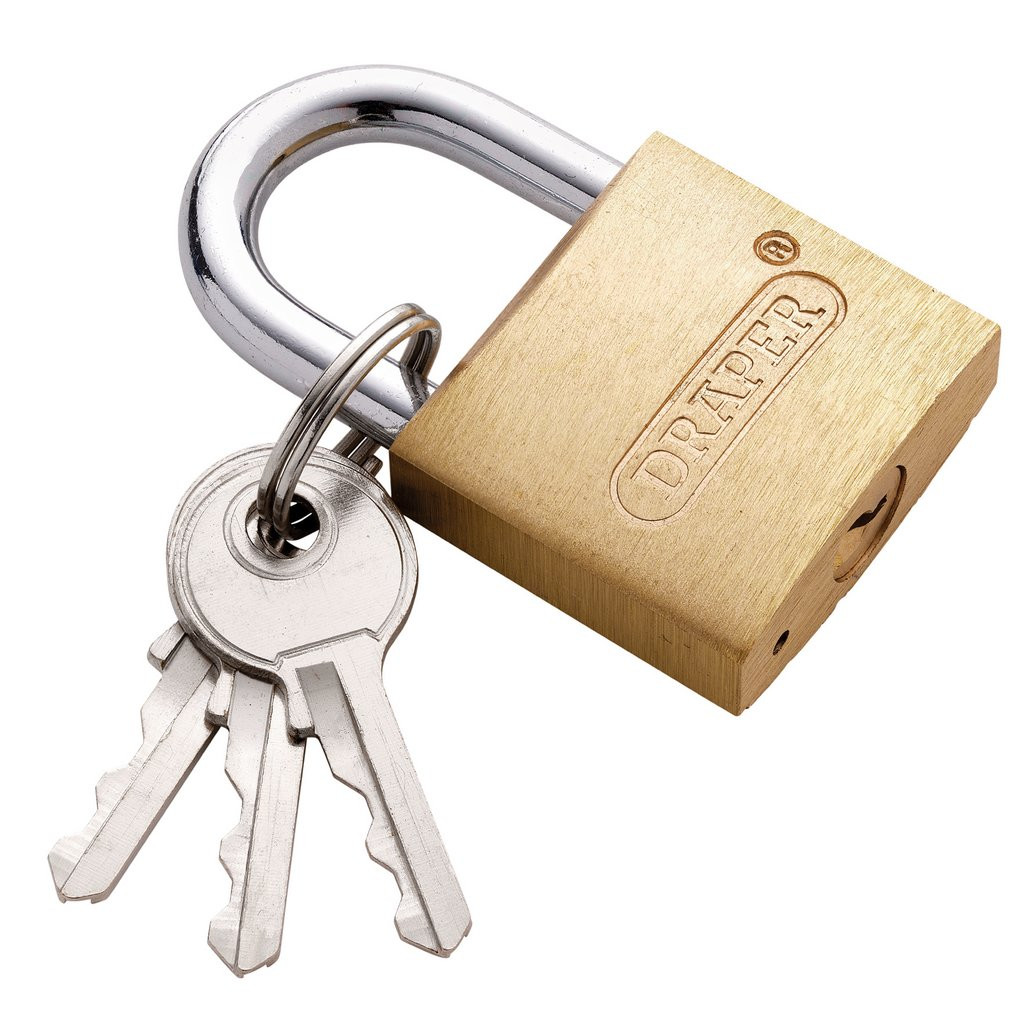 Brass Cylinder Padlock, 30mm (21726) | Draper Tools