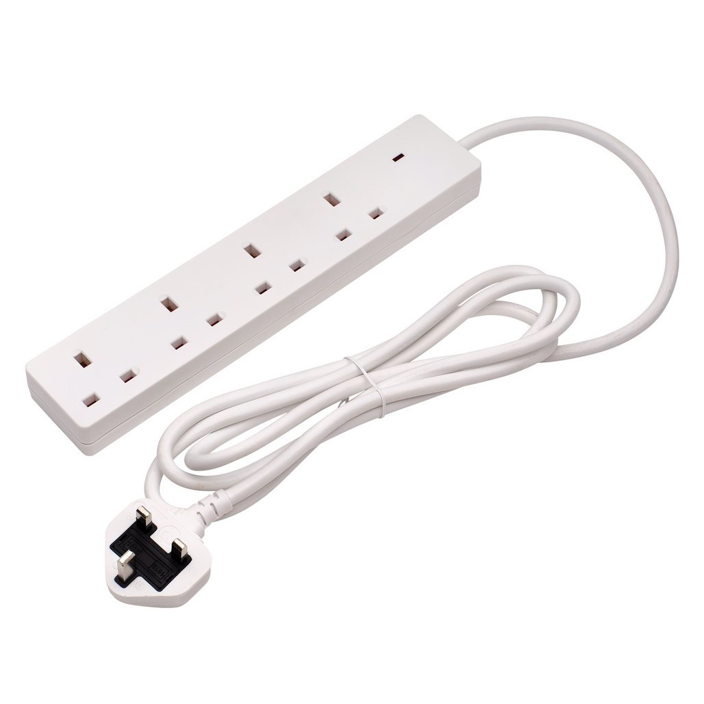 Four Socket Extension Lead with Neon Indicator, 2m - Draper Tools Ltd