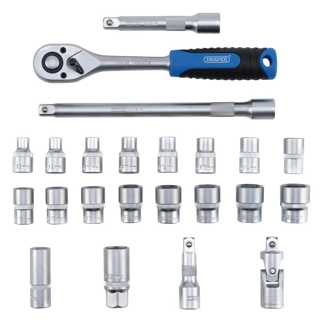 Draper HI-TORQ® Metric Socket Set, 1/2" Sq.. Dr. (23 Piece) - Draper ...